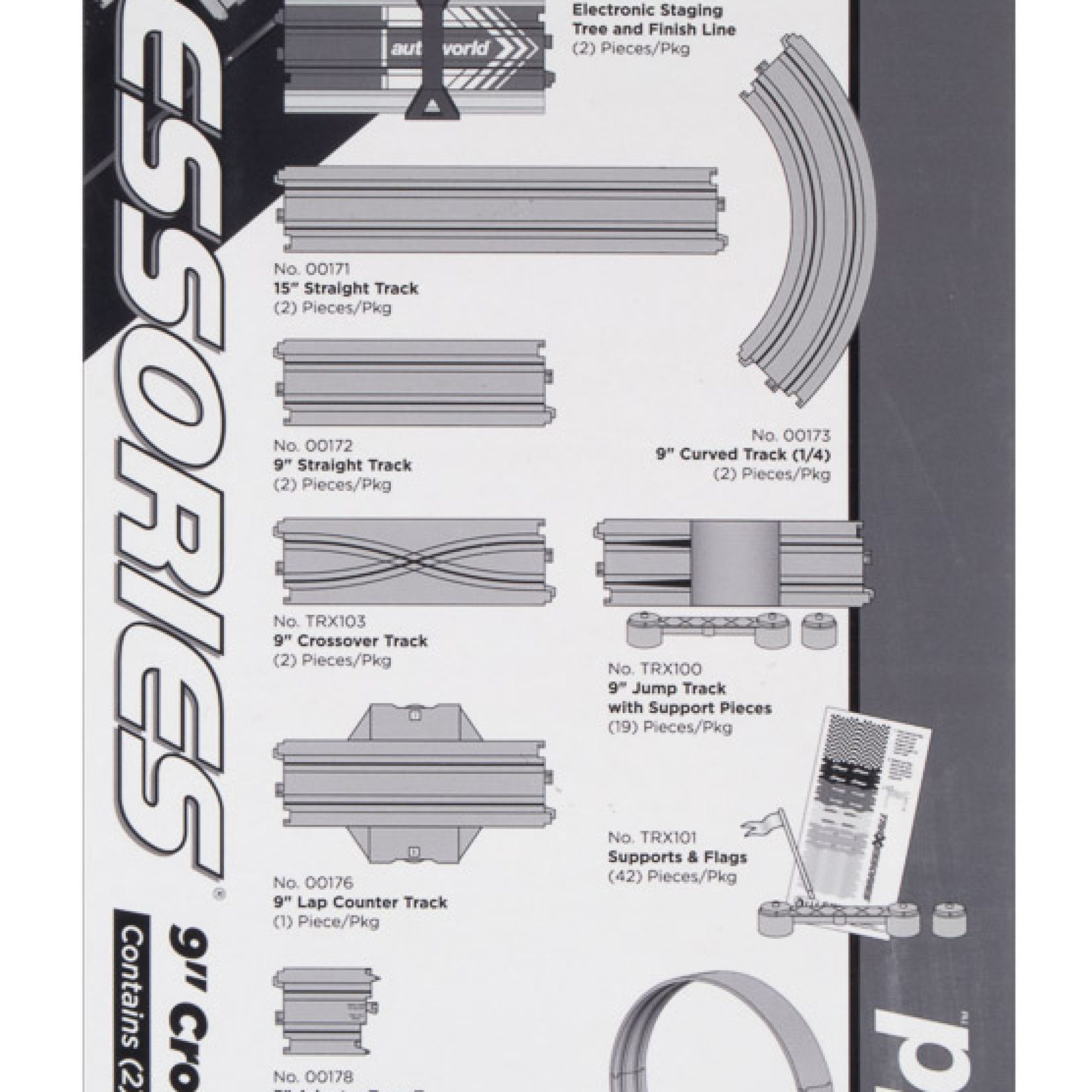 AUTO WORLD 9″ CROSSOVER TRACK (2-PACK) HO SCALE | Round2